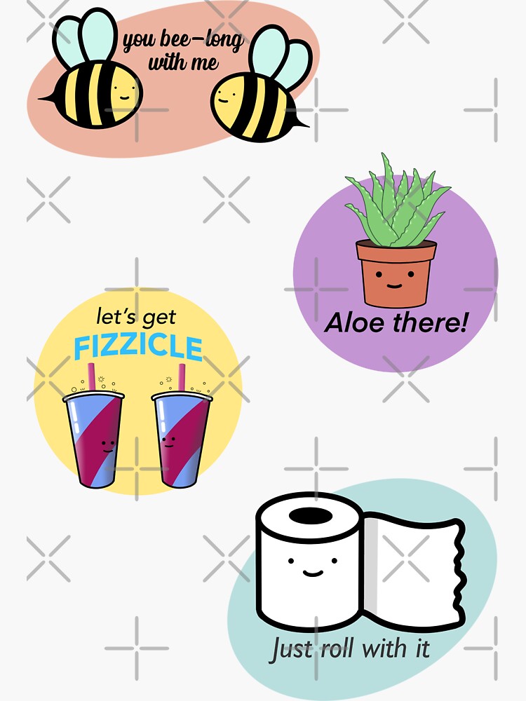 "Pun Sticker Pack" Sticker for Sale by aaronaguila17 | Redbubble