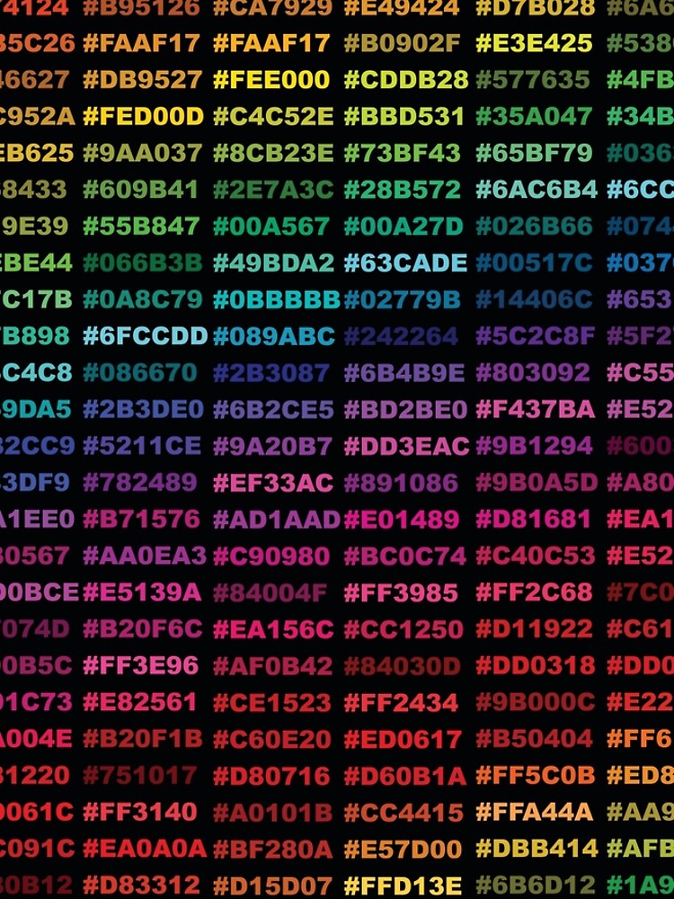 "Rainbow Hex Code List" Graphic T-Shirt Dress by jojo983 | Redbubble