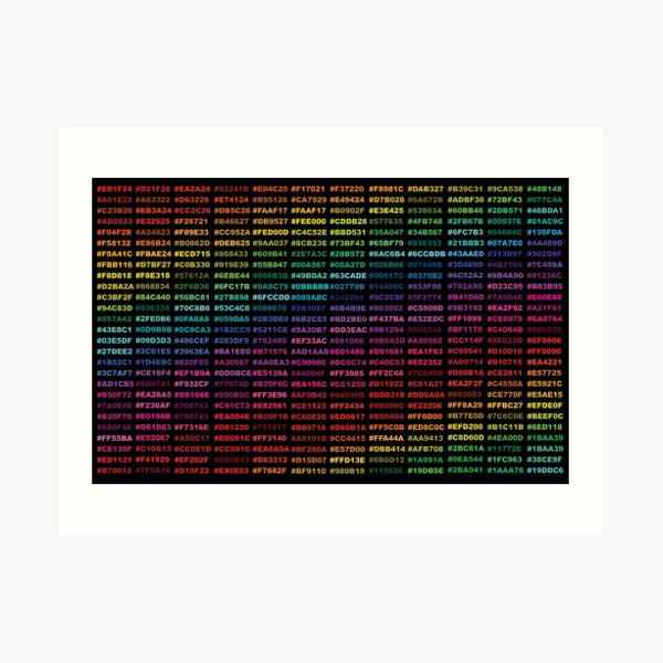 "Rainbow Hex Code List" Art Print for Sale by jojo983 | Redbubble