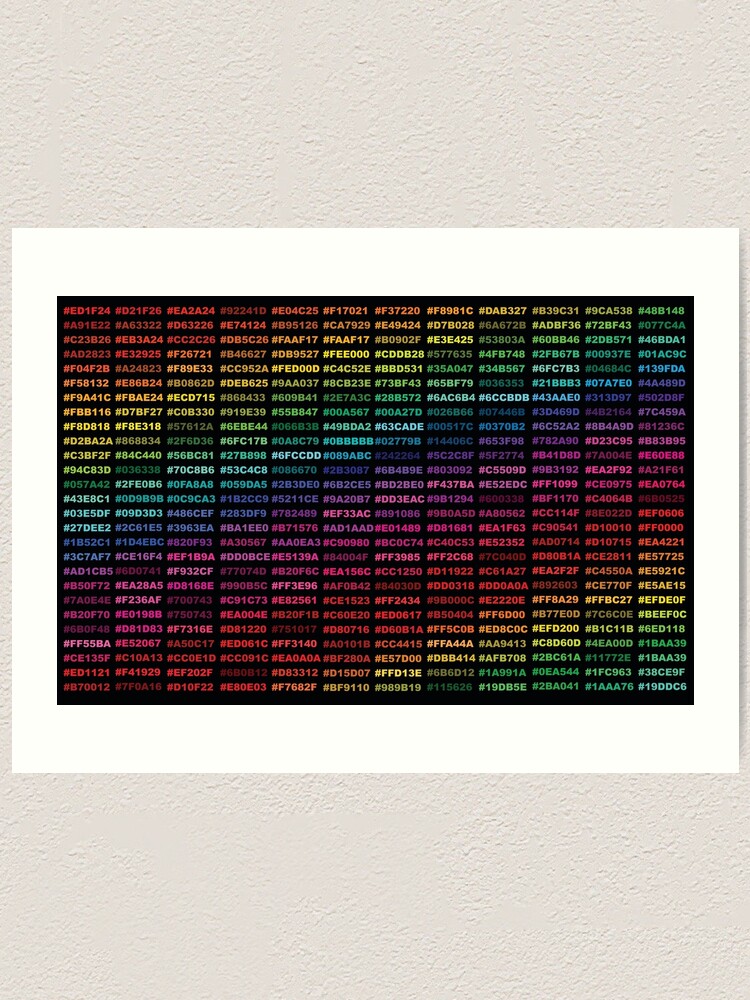 "Rainbow Hex Code List" Art Print for Sale by jojo983 | Redbubble