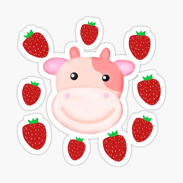 "Strawberry Cow" Sticker by JavierShih | Redbubble