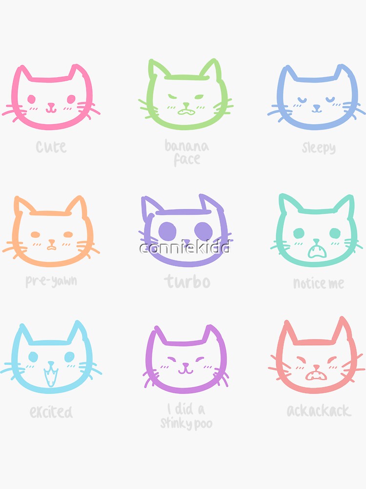 "Silly, Cute Cats! owo" Sticker by conniekidd | Redbubble
