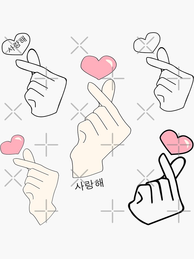 "Kpop Korean Finger Heart sticker pack" Sticker for Sale by NoonaStudio ...