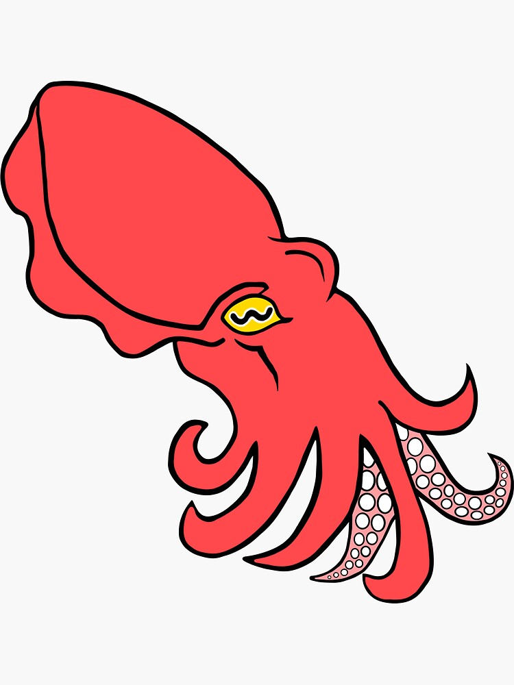 "Red Cuttlefish cartoon " Sticker for Sale by jentiger | Redbubble