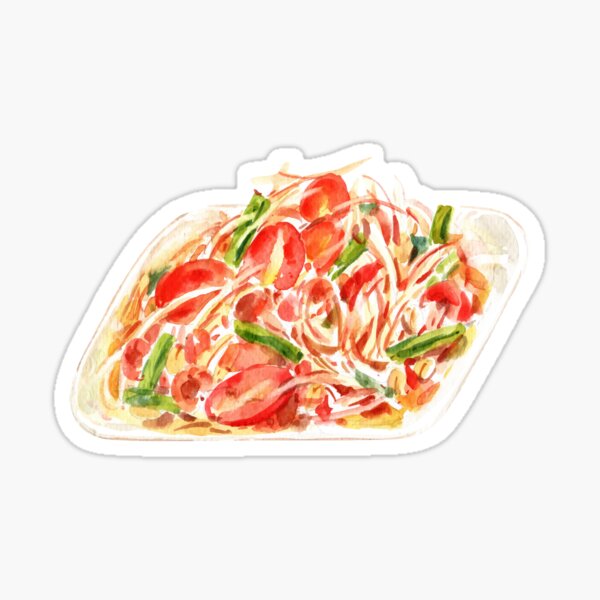 "Thai Green Papaya Salad" Sticker for Sale by NiftyTrinket | Redbubble