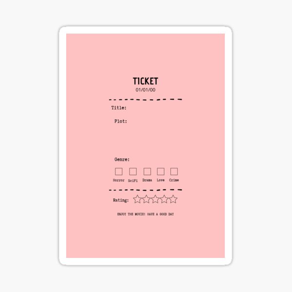 "Design Movie Ticket" Sticker by whitestales | Redbubble