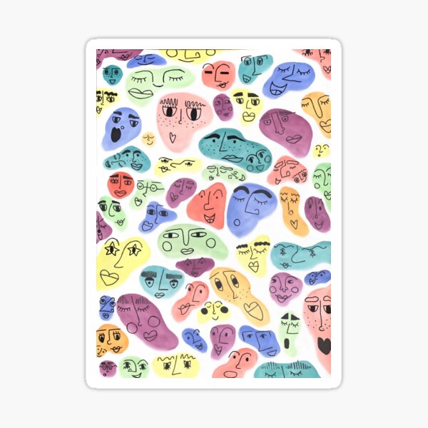 "Friendly Faces" Sticker by lilyabaird | Redbubble