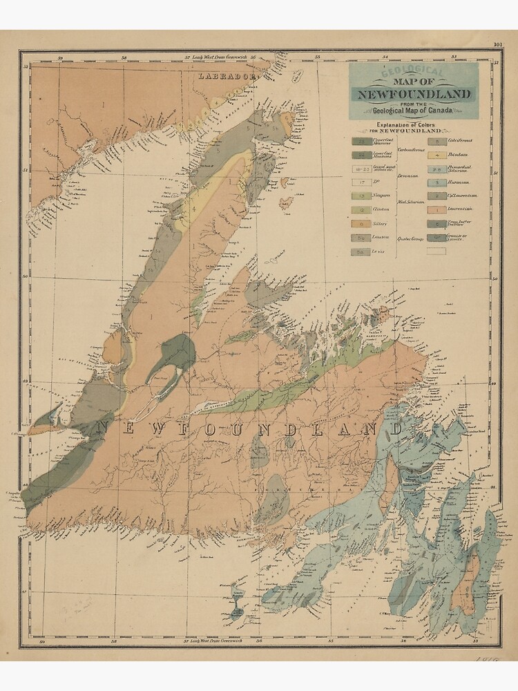 Vintage Geological Map Of Newfoundland (1875) Kitchen Apron Designed ...