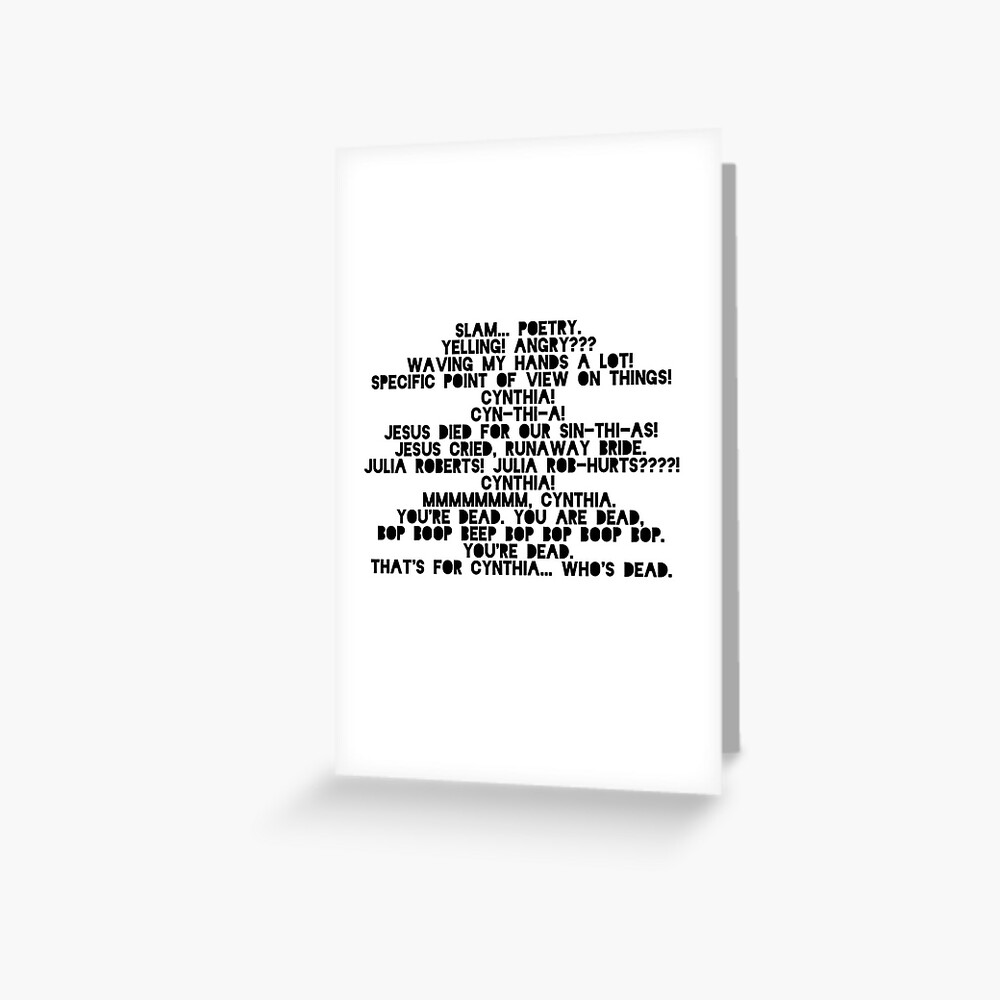 "22 Jump Street Cynthia Poem" Greeting Card by meganschierau | Redbubble