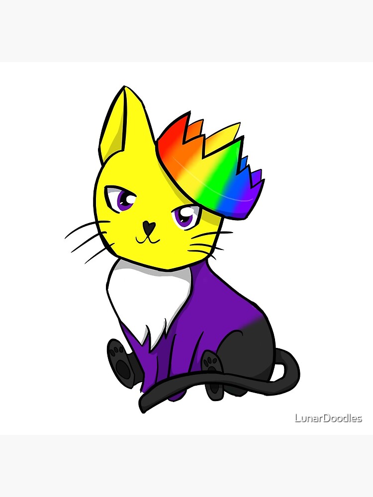 "Non-Binary Rainbow Flag Pride Cat" Acrylic Block for Sale by ...