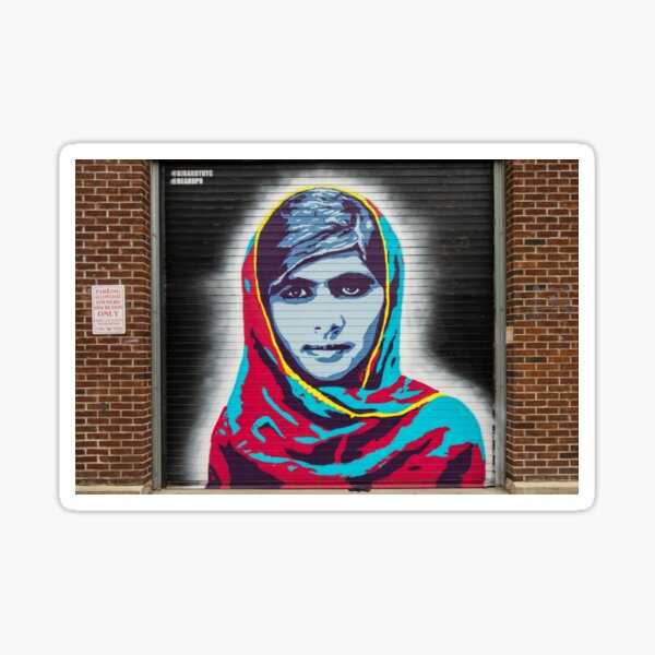 "Malala Yousafzai, Graffiti in NY, New York, USA" Sticker by talvbansal ...