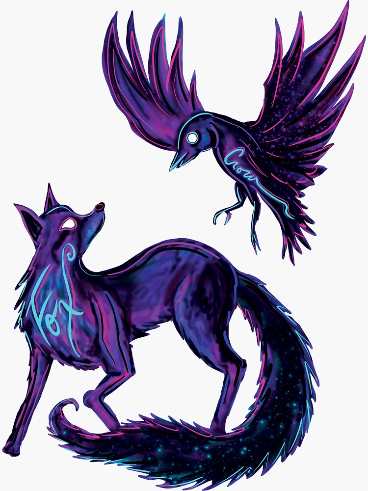 "Fox and Crow Aesop's Fable Retrowave" Sticker for Sale by ...