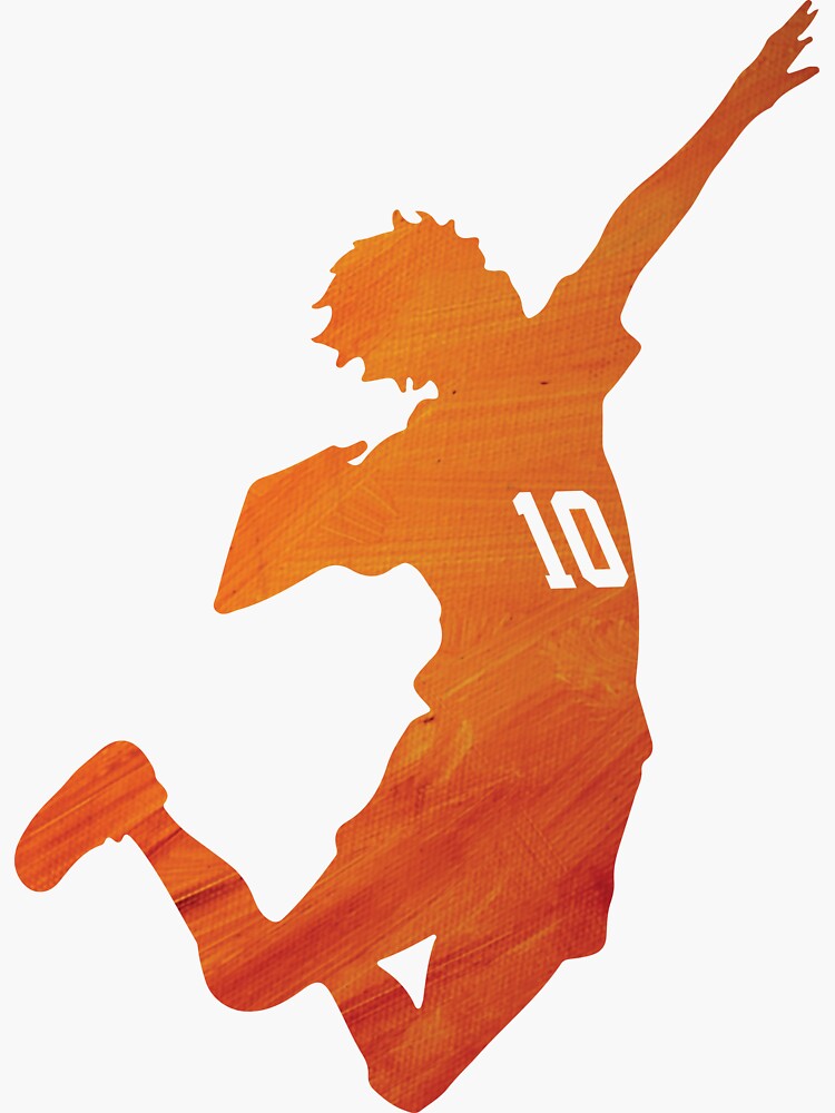 "Haikyuu Hinata Flying Spike Silhouette - Orange Abstract" Sticker by ...