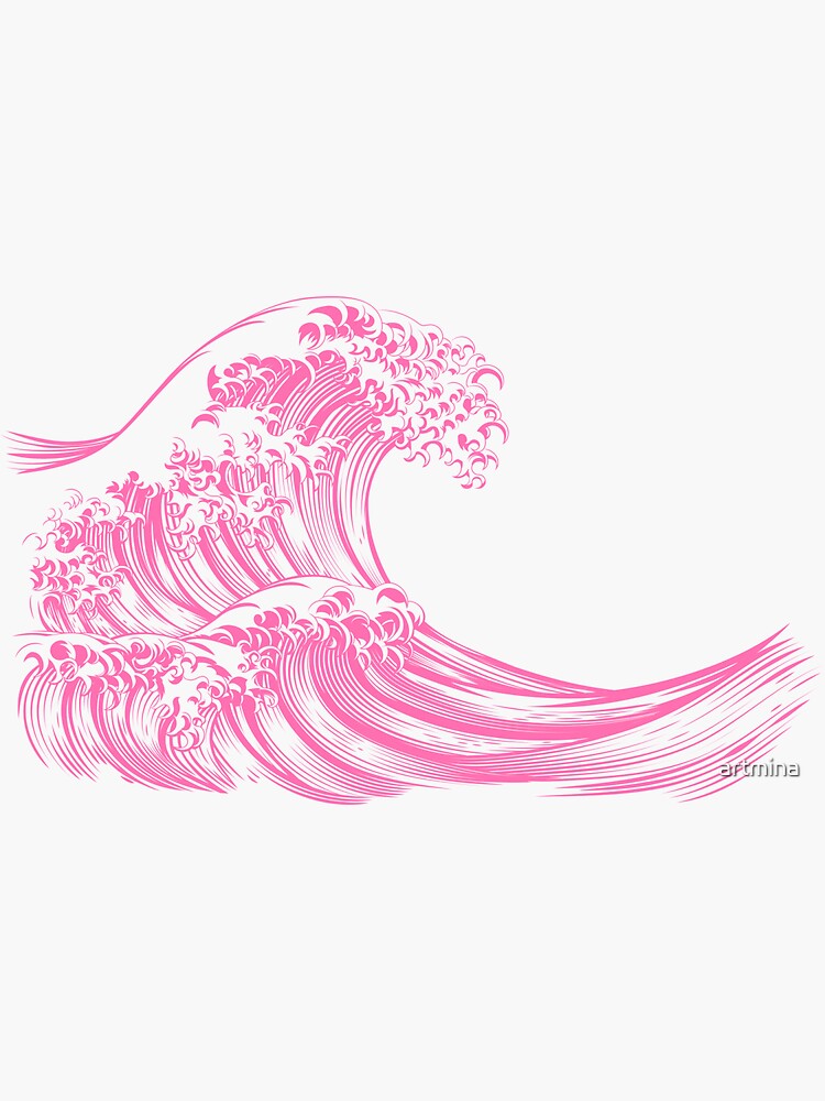 "Aesthetic Pink Waves Art" Sticker by artmina | Redbubble