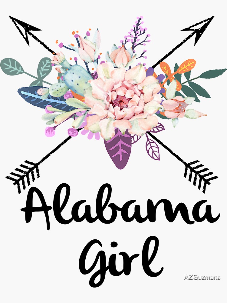 "Alabama Girl Cross Arrow Cactus Floral Wreath " Sticker for Sale by ...