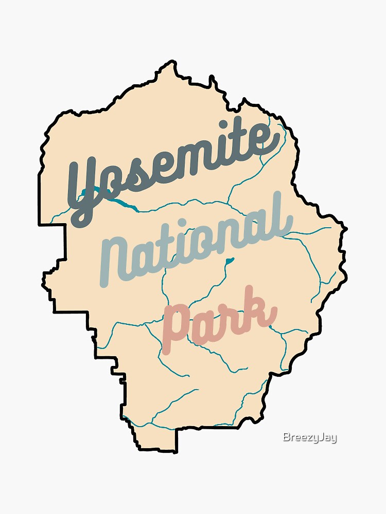 "Yosemite National Park Outline Retro Nature Sticker" Sticker by ...