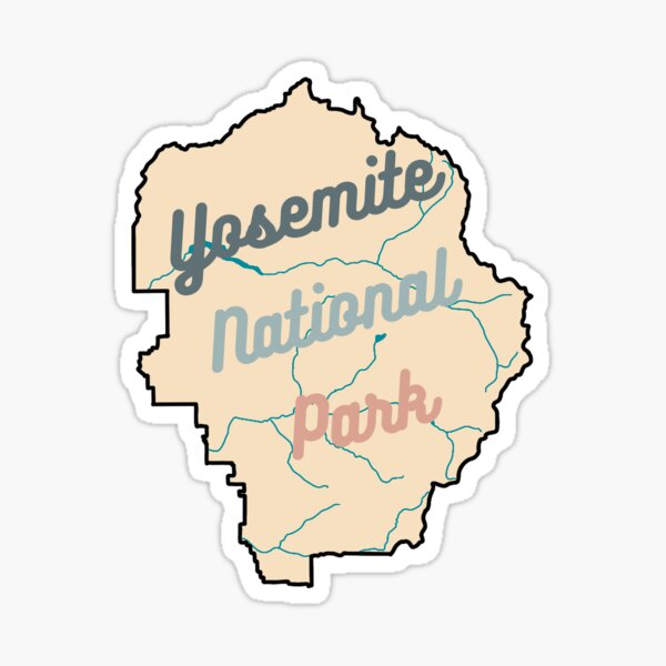 "Yosemite National Park Outline Retro Nature Sticker" Sticker by ...