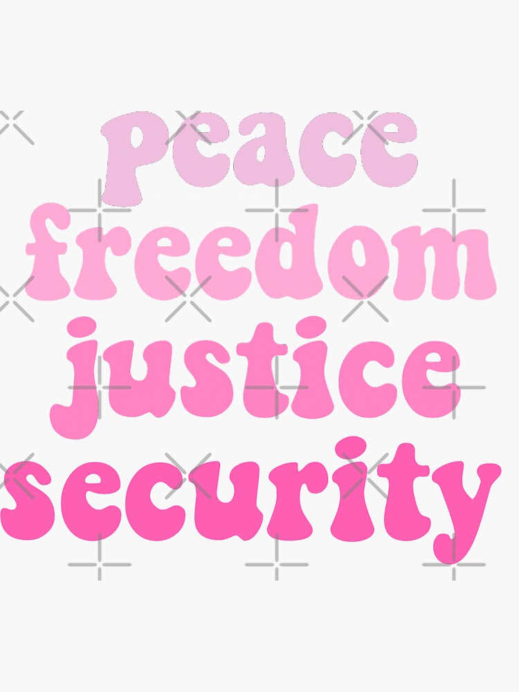 "peace freedom justice and security" Sticker for Sale by harrypotter394 ...