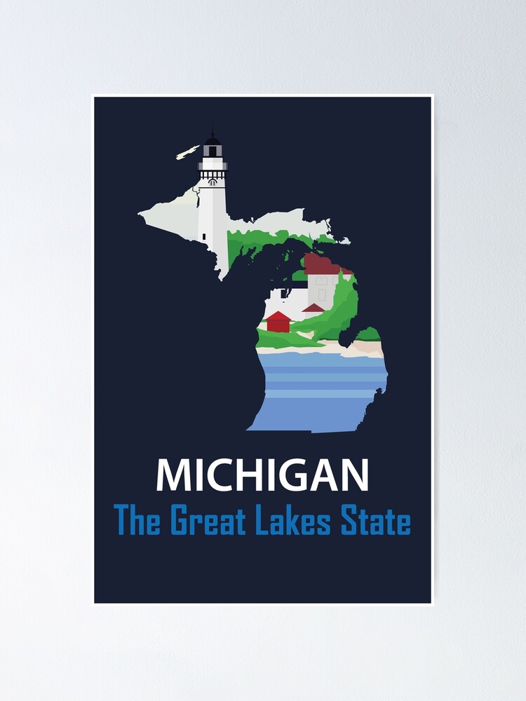 "Michigan - The Great Lakes State - Bumper Sticker" Poster by d1mology ...