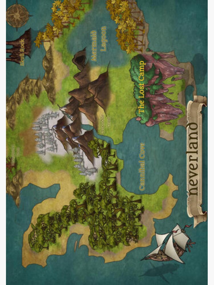 "Neverland Map - Full" Sticker for Sale by Superdillin | Redbubble