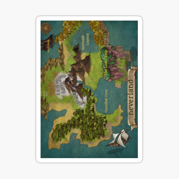 "Neverland Map - Full" Sticker for Sale by Superdillin | Redbubble