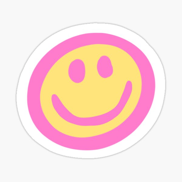 "pink and yellow pastel smiley face" Sticker by eliseholb | Redbubble