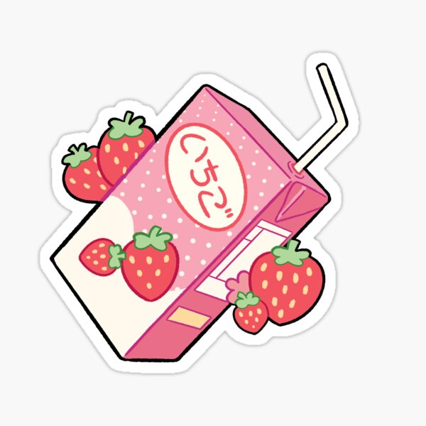 "Cute Strawberry Milk Sticker " Sticker by GenarationZ | Redbubble