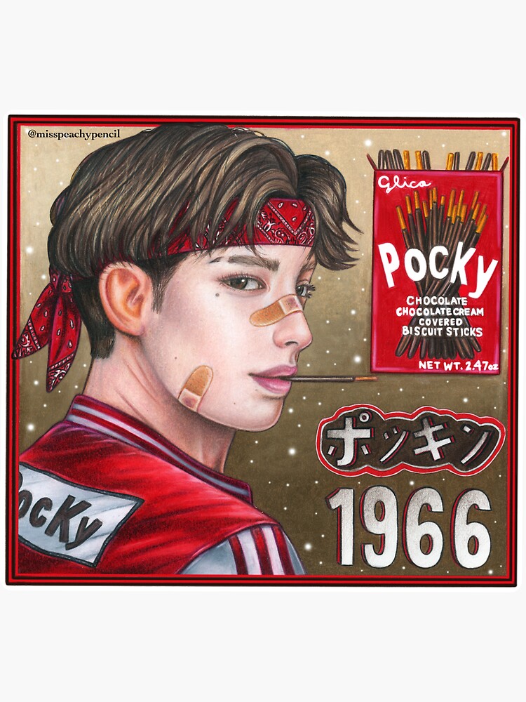 "Chocolate Pocky Kpop Boy Aesthetic" Sticker by PeachyPencil | Redbubble