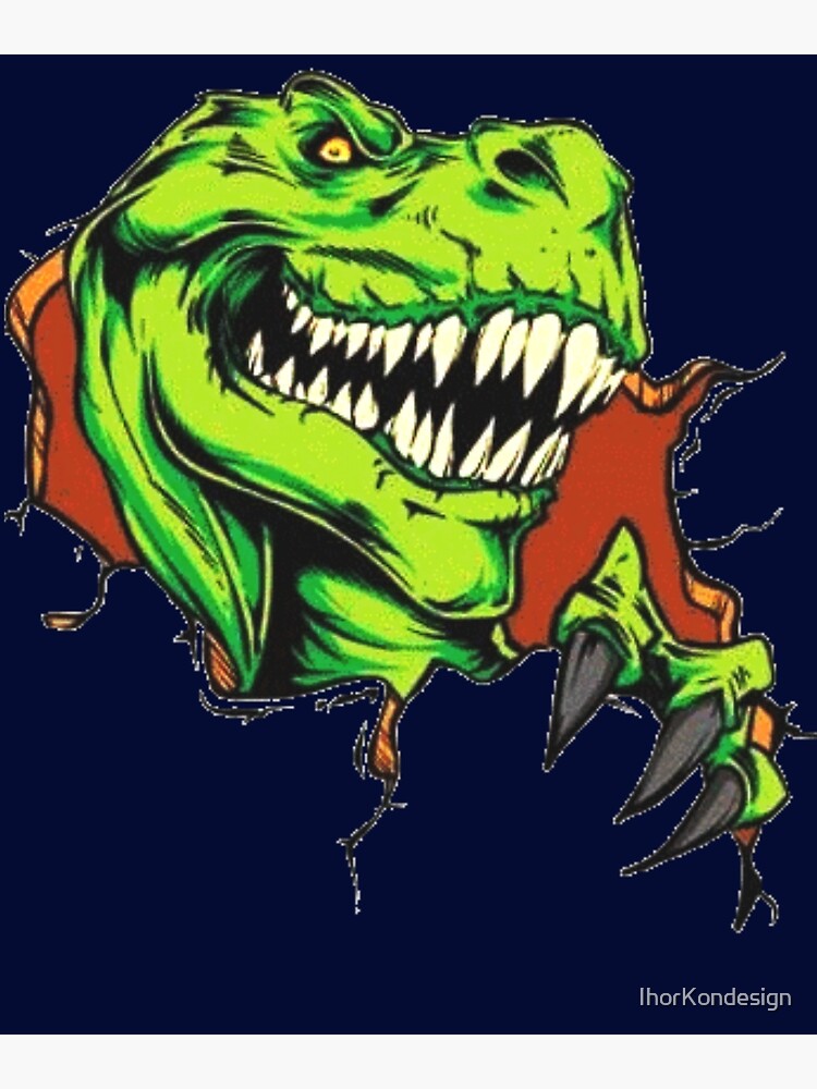 "Green Dinosaur T-Rex Head Funny Ripped Gift" Poster for Sale by ...