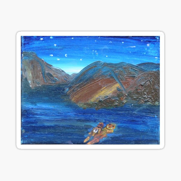 "Otters at Oxbow" Sticker for Sale by HappyDayPainter | Redbubble