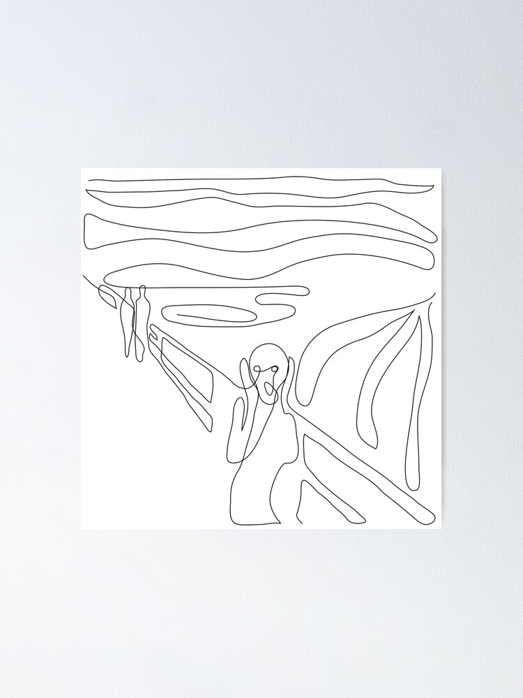"The Scream- Famous Art- Line Drawing" Poster by melinarae | Redbubble