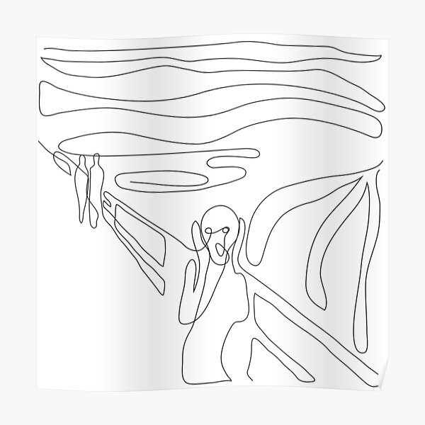 "The Scream- Famous Art- Line Drawing" Poster by melinarae | Redbubble