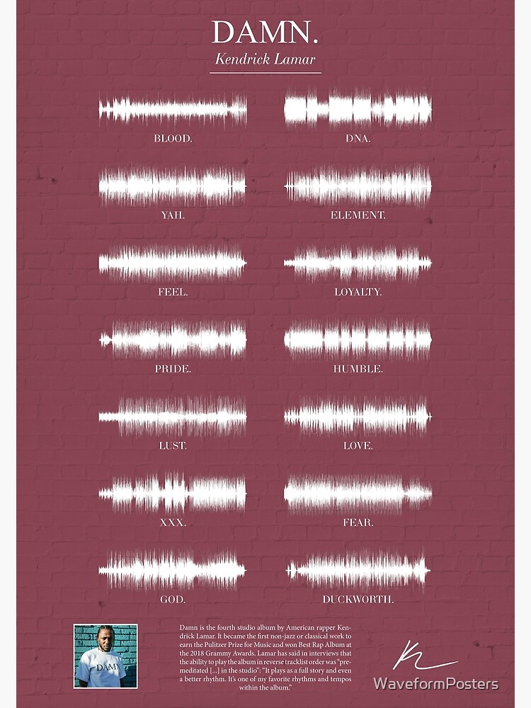 "DAMN. - Waveform Poster" Art Print for Sale by WaveformPosters | Redbubble
