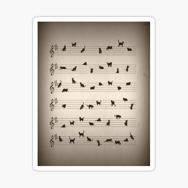 "Cat Song Music " Sticker for Sale by Kitty Bitty | Redbubble