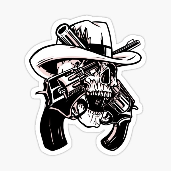 "skull guns " Sticker for Sale by pirminio | Redbubble