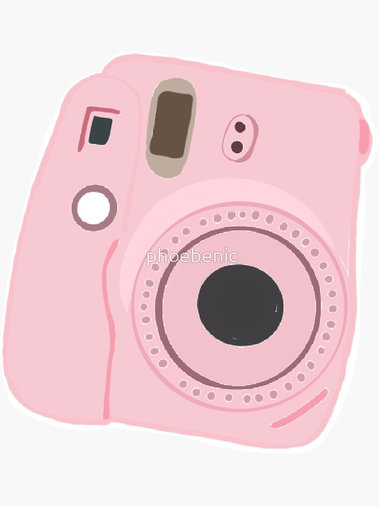 "Pink Polaroid camera cartoon" Sticker for Sale by phoebenic | Redbubble