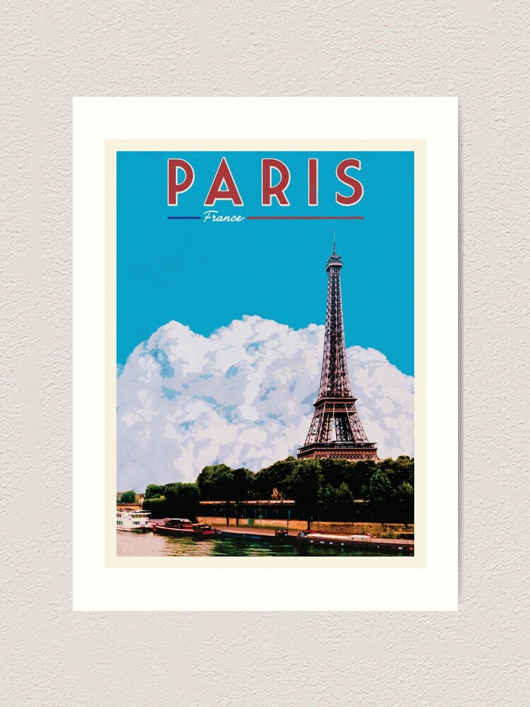 Impression artistique « Affiche de voyage de Paris Vintage • Affiche de voyage rétro de Paris ...