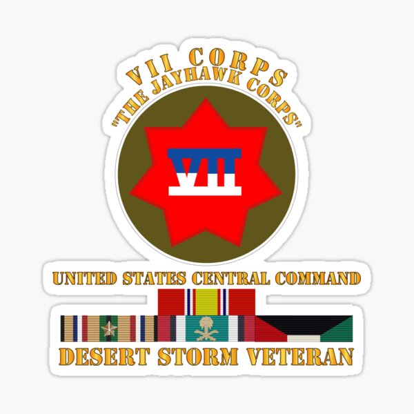 "Army - VII Corps - US Central Command - Desert Storm Veteran" Sticker ...
