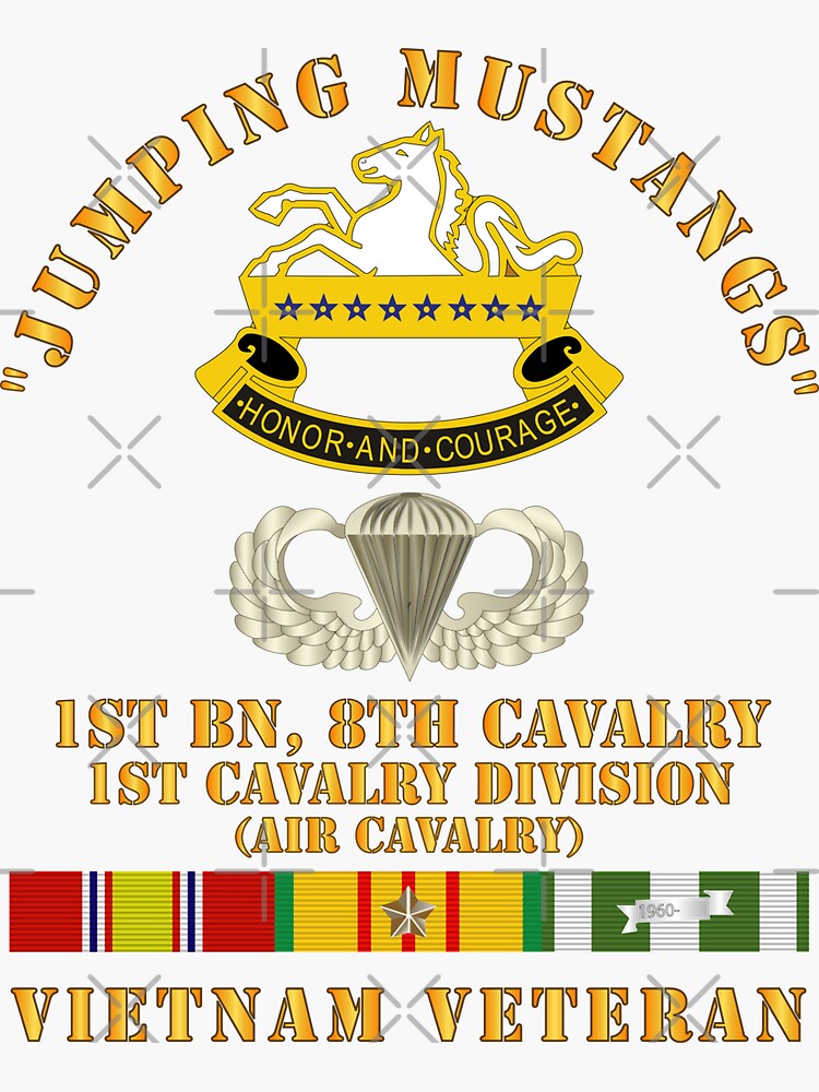"Army - Jumping Mustangs w DUI - ABN Basic - 1st Bn 8th Cav w VN SVC ...