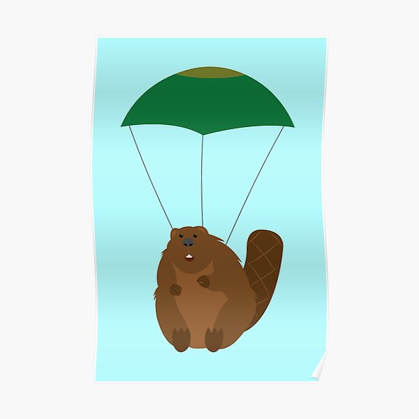 "Parachuting Beaver" Poster for Sale by bccproductions | Redbubble