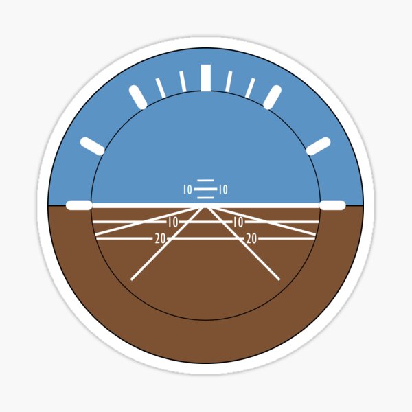 "Airplane Attitude Indicator - Cockpit Flight Instrument" Sticker for ...