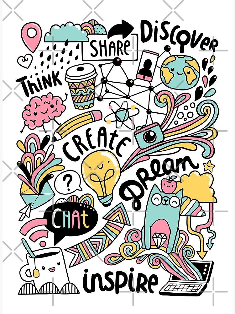 "Everyday. Internet and social media doodles. Cat, brain, coffee ...