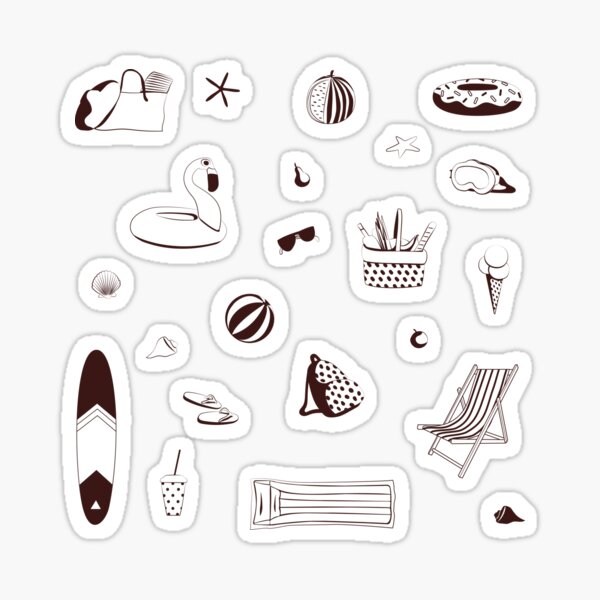"Beach line elements print" Sticker for Sale by Bakulina | Redbubble