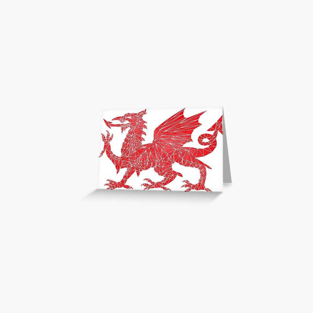 "Welsh Dragon - Geometric - White BG" Greeting Card by Jonrjones ...