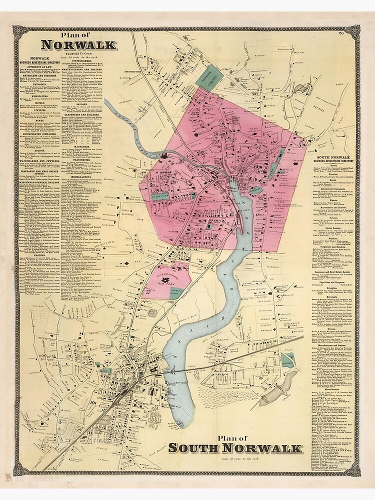 Póster «Mapa vintage de Norwalk CT (1867)» de BravuraMedia | Redbubble