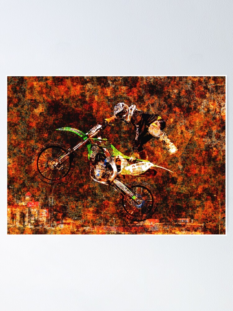 "Freestyle Motocross Rider on Fire" Poster for Sale by NaturePrints ...