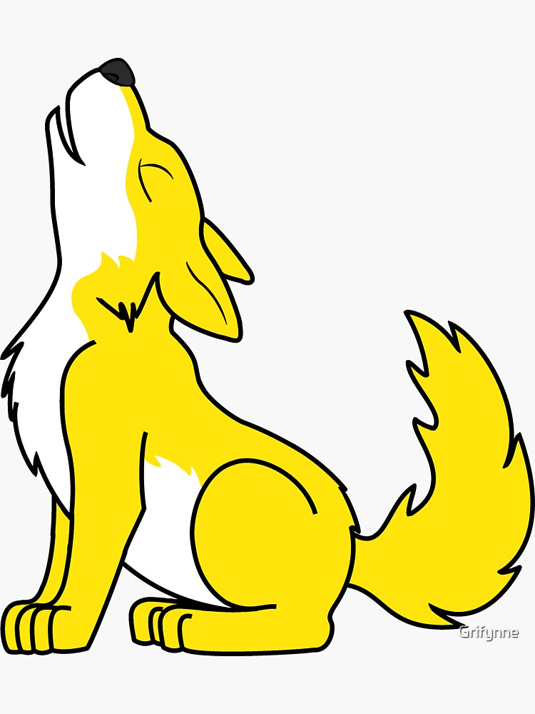 "Yellow Howling Wolf Pup" Sticker for Sale by Grifynne | Redbubble