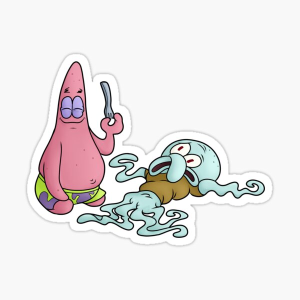 "patrick saves squidward from choking" Sticker by cnufatcakes | Redbubble