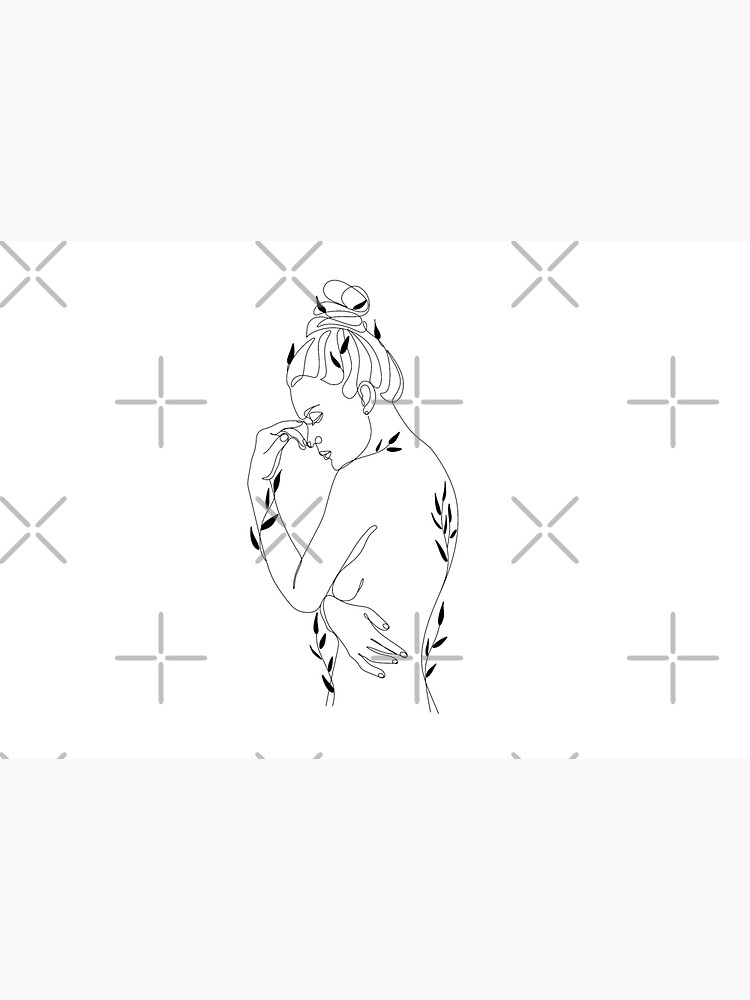 "Woman nature line drawing. Girl with leaves vector. Save Nature. Earth ...