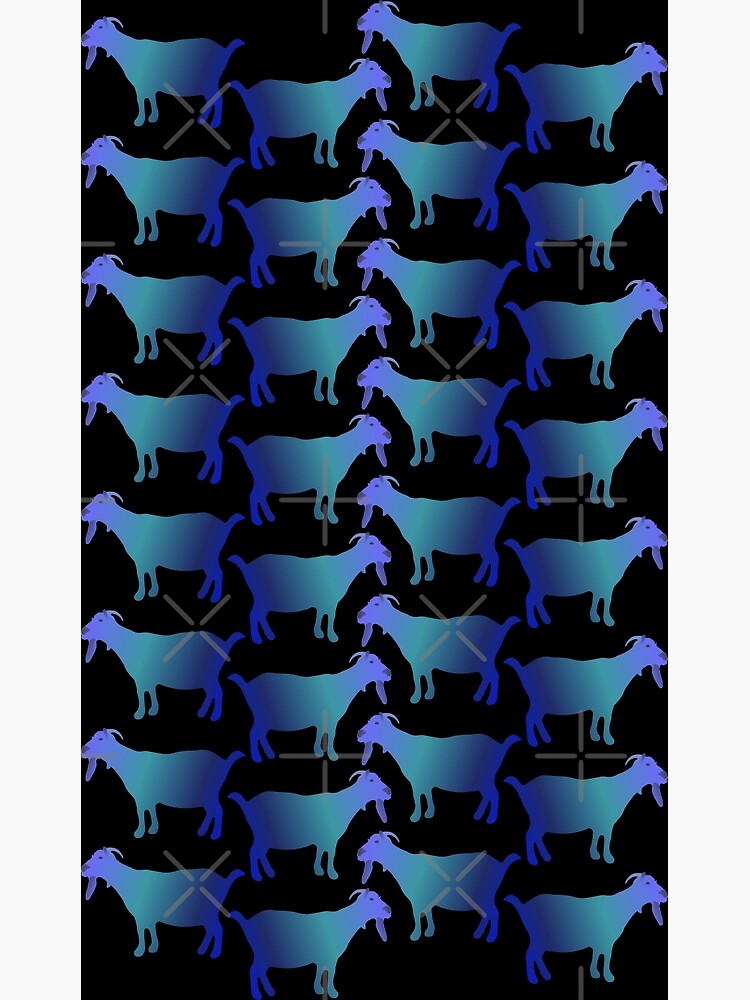 "Seamless Blue Goat Pattern (on black)" Poster for Sale by ...